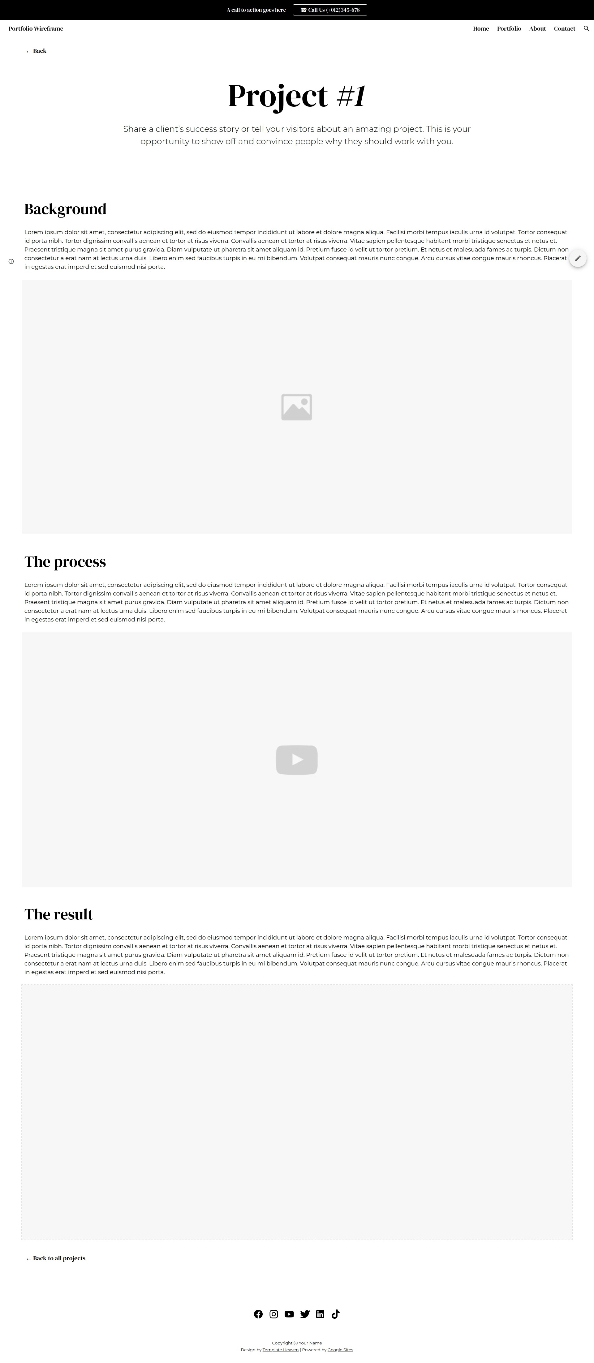 PORTFOLIO | Google Site Wireframe Template