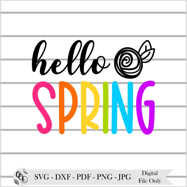Hello Spring Flower SVG Cut File Clipart (Option 2)- DIGITAL SVG Art ...