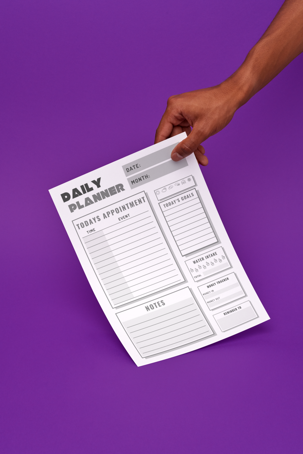 Gray Daily Planner Template
