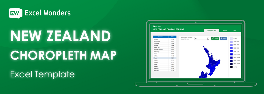 New Zealand Choropleth Map Excel Template | Excel Wonders
