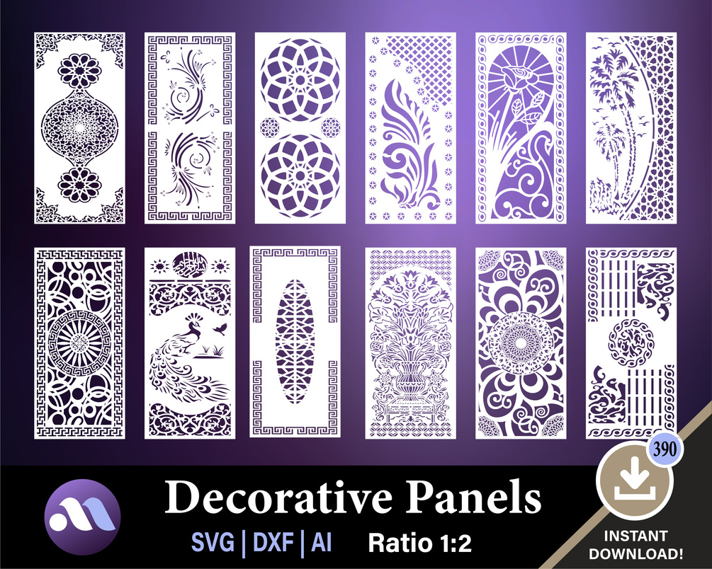 Classic Door Templates. Set of 12 vector for laser and plasma cutting ...