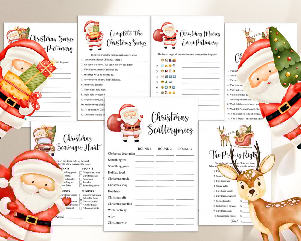 12 Christmas Games Bundle Printables