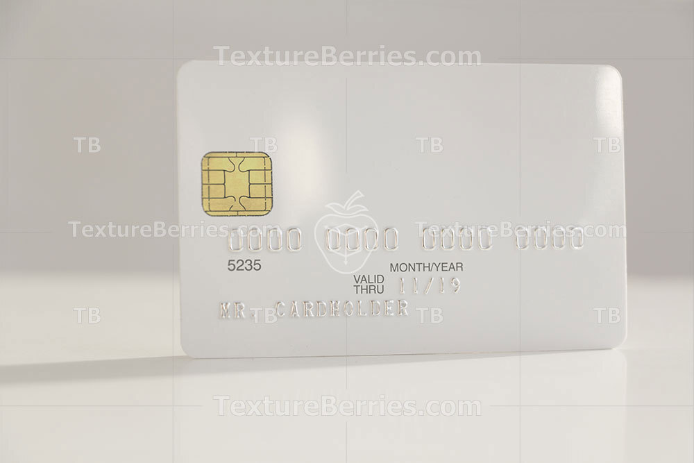 White credit card on gray background