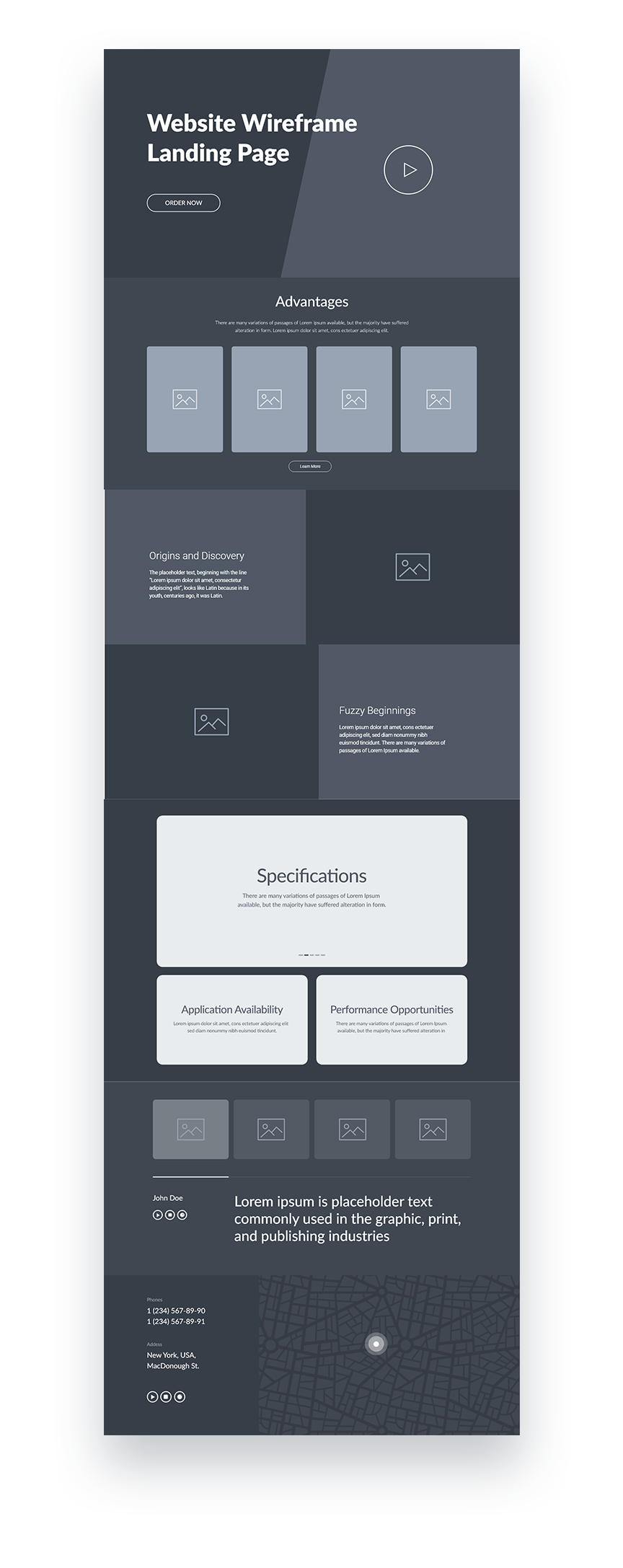 Landing Page Wireframe #54 (Light and Dark theme)