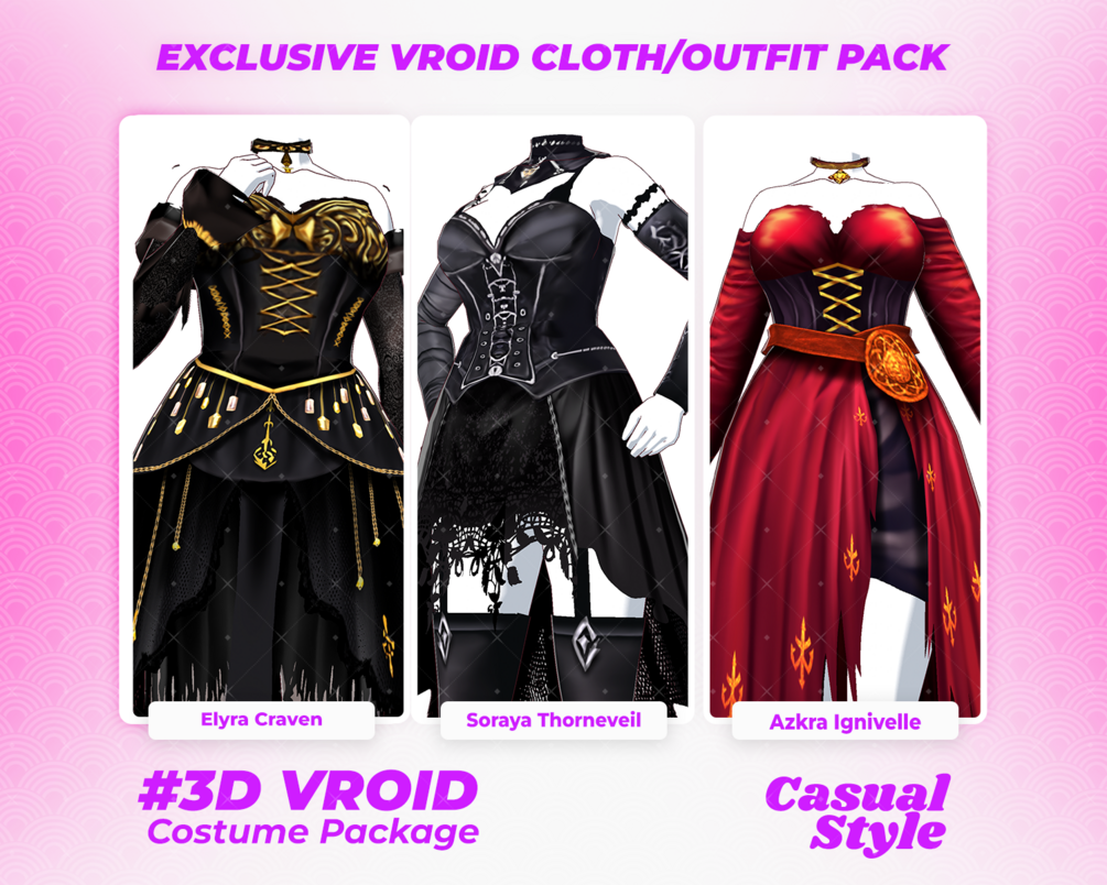 3D VRoid Clothing Pack | Gothic Royalty & Warrior Dresses | Vroid ...