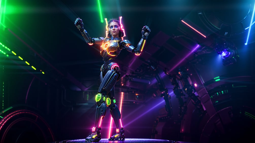 CYBORG WOMAN NEON GLOWING DANCING - CYBORG WOMAN CUSTOM DANCING ...