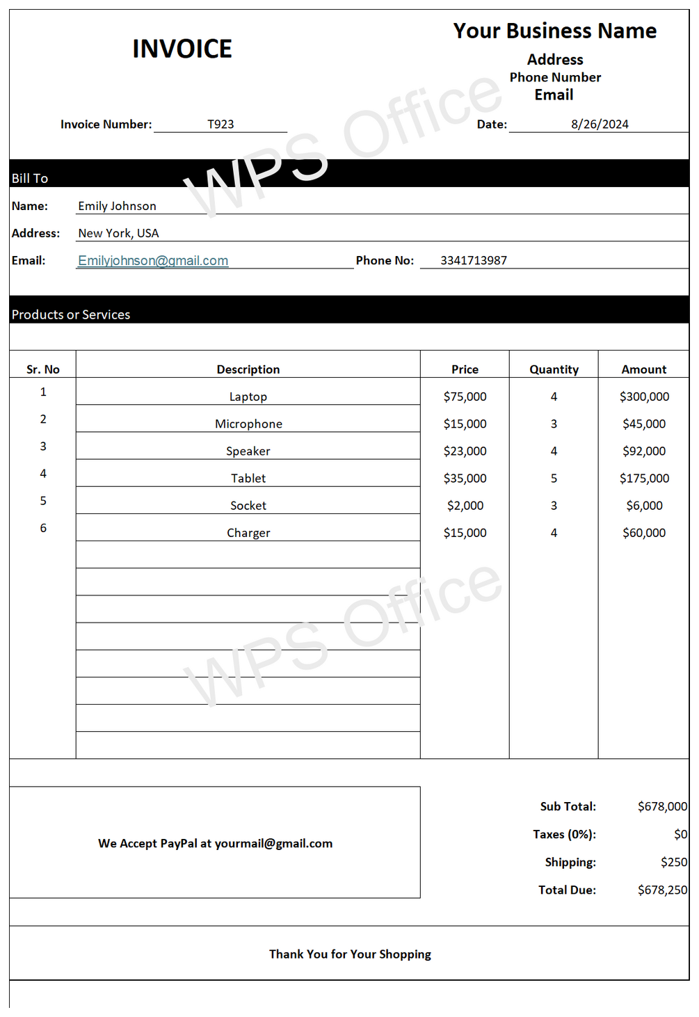 Editable Invoice Template in Excel - Streamline Your Billing Process
