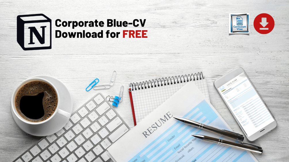 WB’s CV in the Corporate Blue template on Notion.