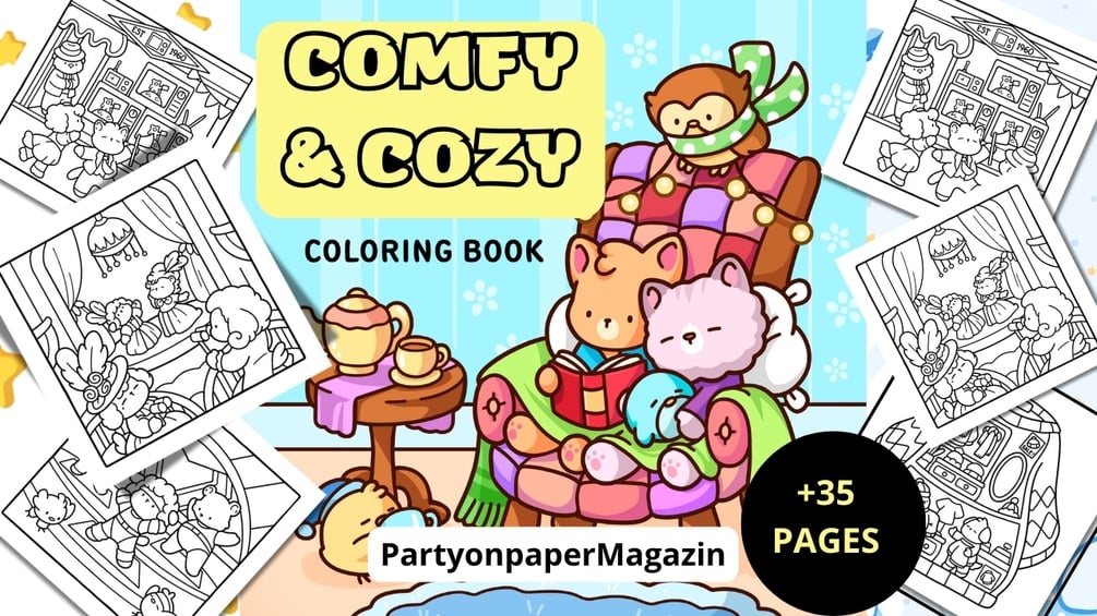 COMFY COZY coloring book : +35 pages a colorier pour adultes et enfants ...