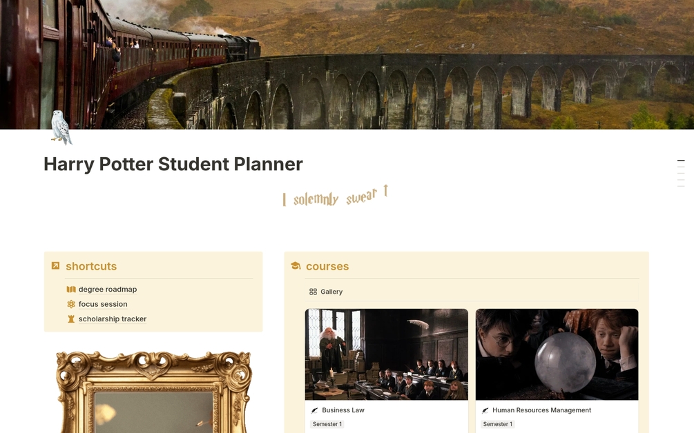 Harry Potter Student Planner | Magical Notion Template for School & Study