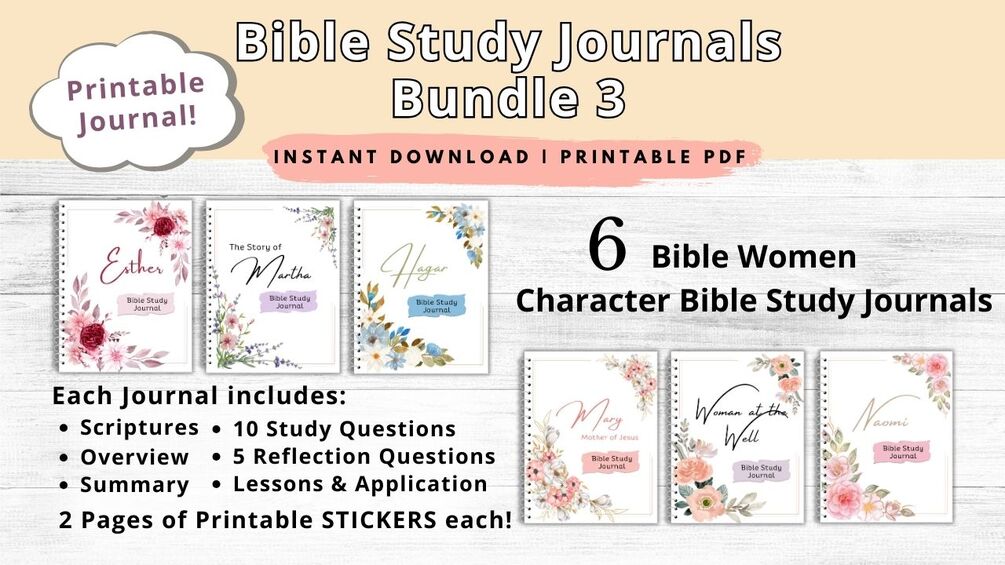 Printable Character Bible Study Journal Bundle 3