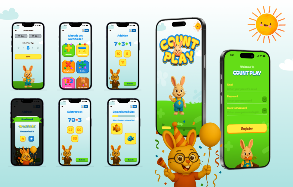 Count Play - Kids Learning App Figma UI Kit