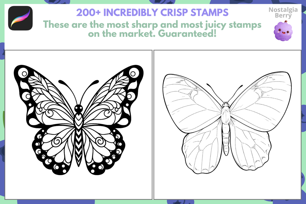 Procreate Stamps: 200+ Butterfly Stamps for Illustrations, Patterns ...