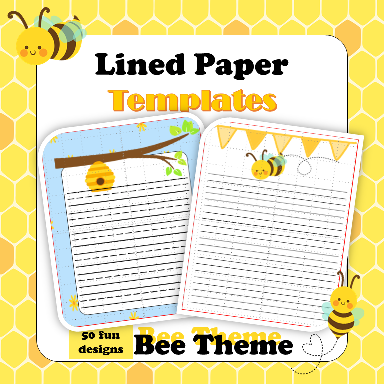 Primary and secondary Writing Paper - Bee theme - Lined Writing Paper ...