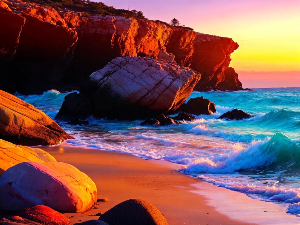Beautiful vibrant Sunset on the Seabed