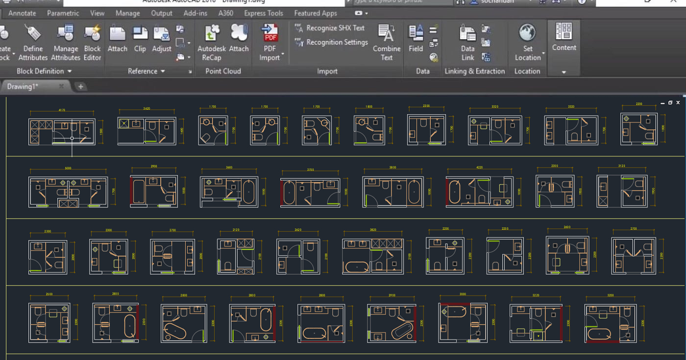 Residential Interior Space Cad Layout Plan Module