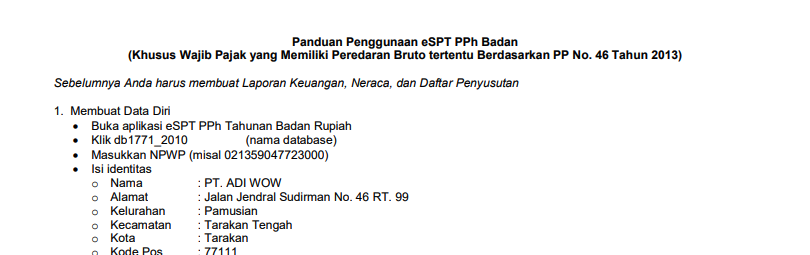 Panduan Penggunaan eSPT PPh Badan khusus PPh Final