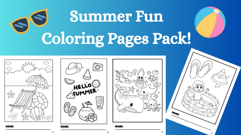 Summer Fun Coloring Pages Pack | Printable Pages for Kids