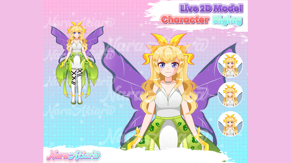 Vtuber Model and Rigging Anime Girl Green Fairy Loli Premade, Live2d ...