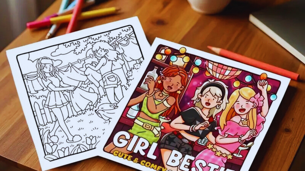 🌸 Girl Bestie – Soft & Cozy Digital Coloring Book 💕