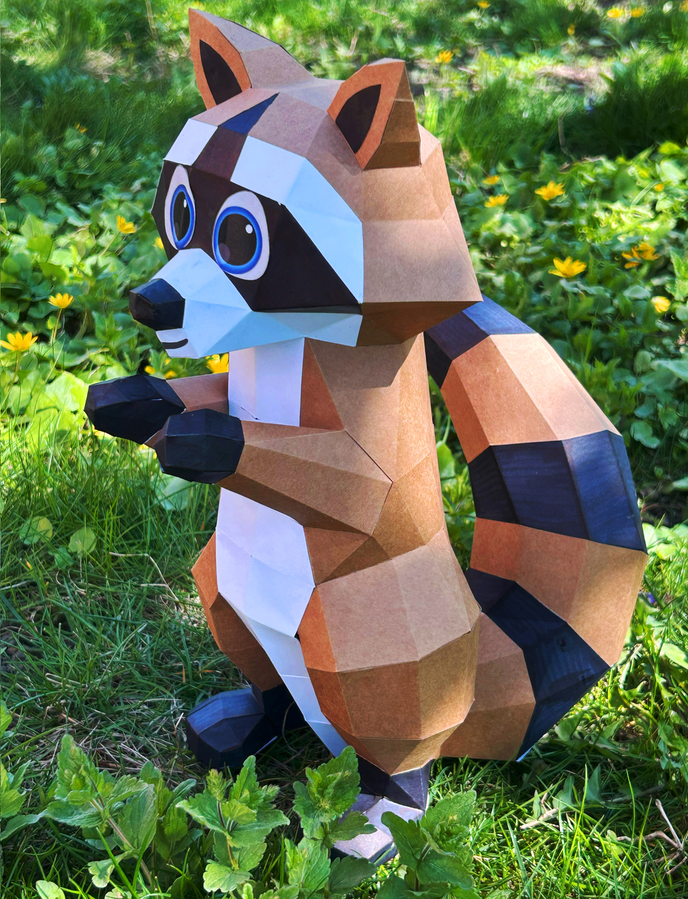 Raccoon Papercraft PDF DIY template DXF cameo