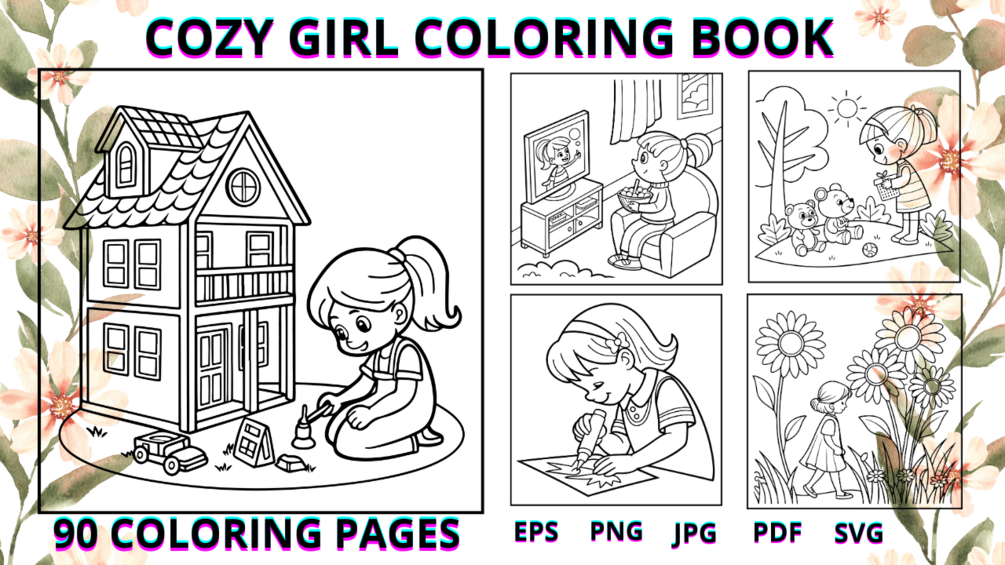 Cozy Girl Coloring Book for Kids & Adult