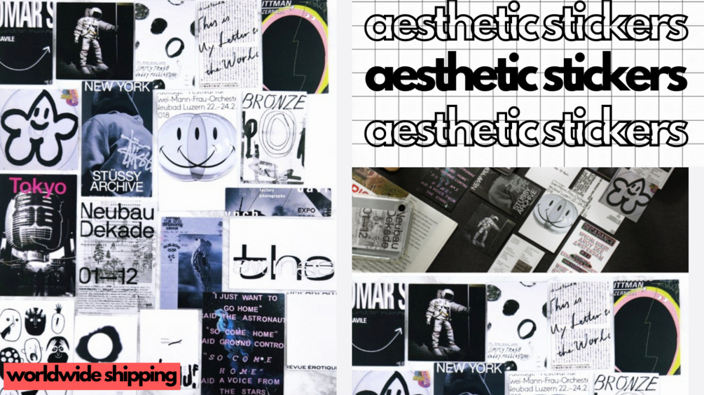 aesthetic sticker set 1: dark space (black themed stickers)