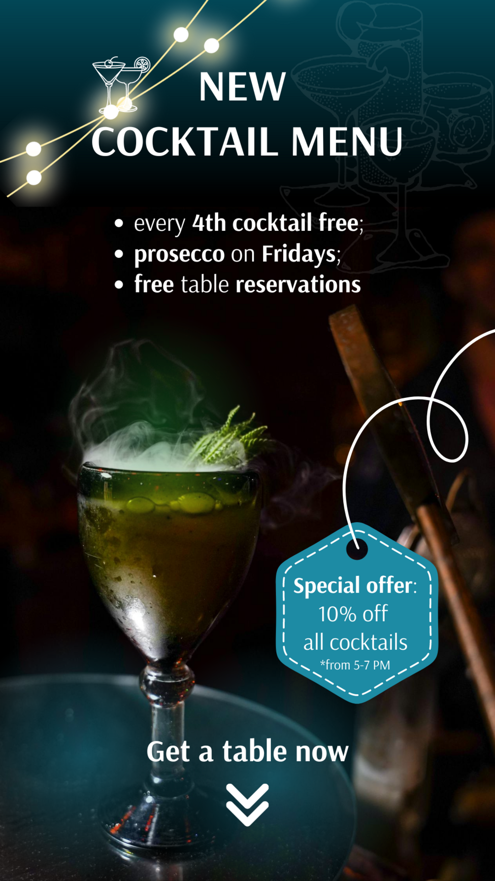 Creative Canva template for cocktails bar on Instagram ads