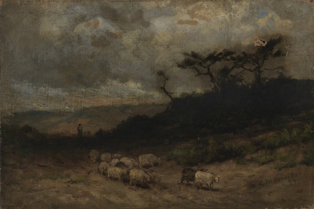 shepherd with sheep by Edward Mitchell Bannister shepherd with sheep by Edward Mitchell Bannister