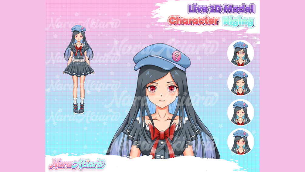 Vtuber Model and Rigging Anime Girl Loli Blue Hair Premade, Live2d ...