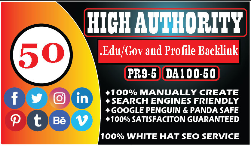 I will combine 30 high authority pr9 and 20 edu gov backlink