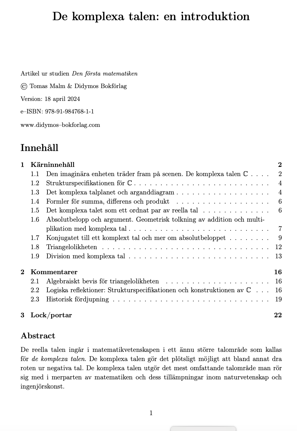 De komplexa talen: en introduktion