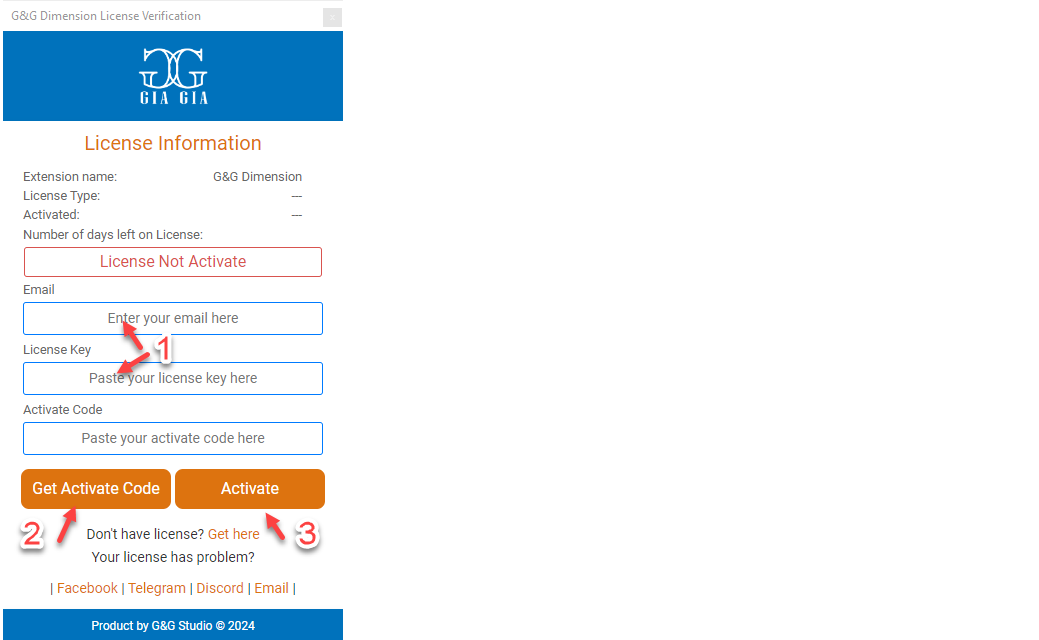 License activation instructions - Hướng dẫn kích hoạt giấy phép - G&G ...