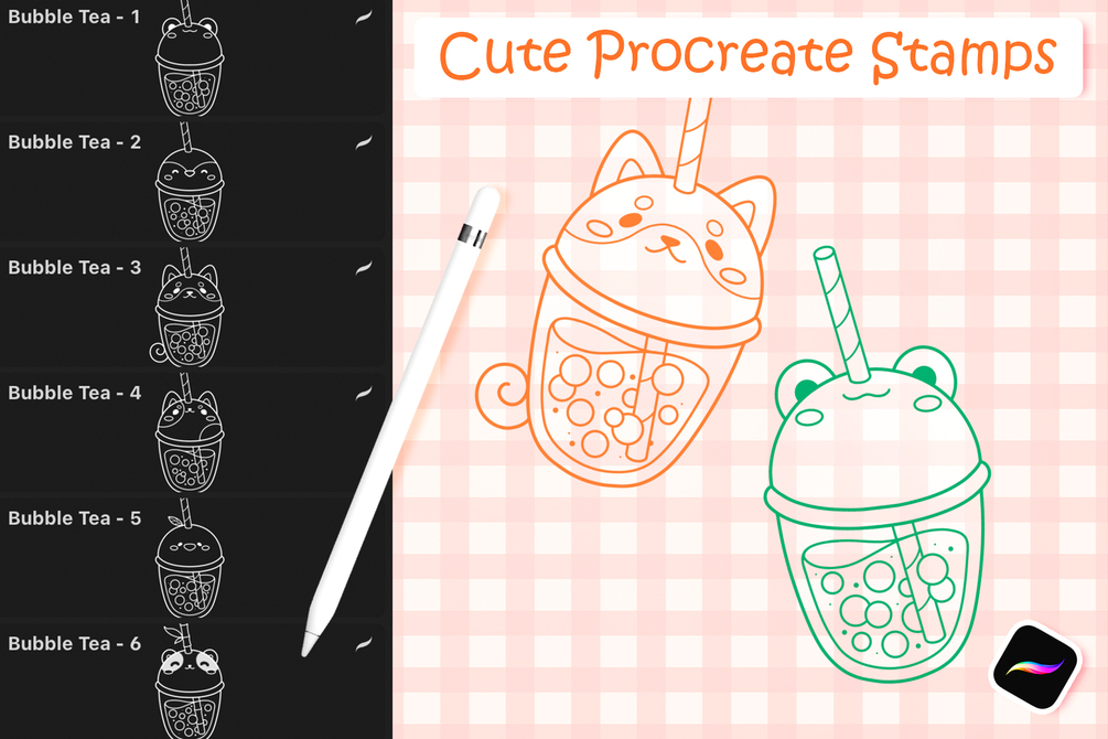 Procreate Bubble Tea Stamps Bundle