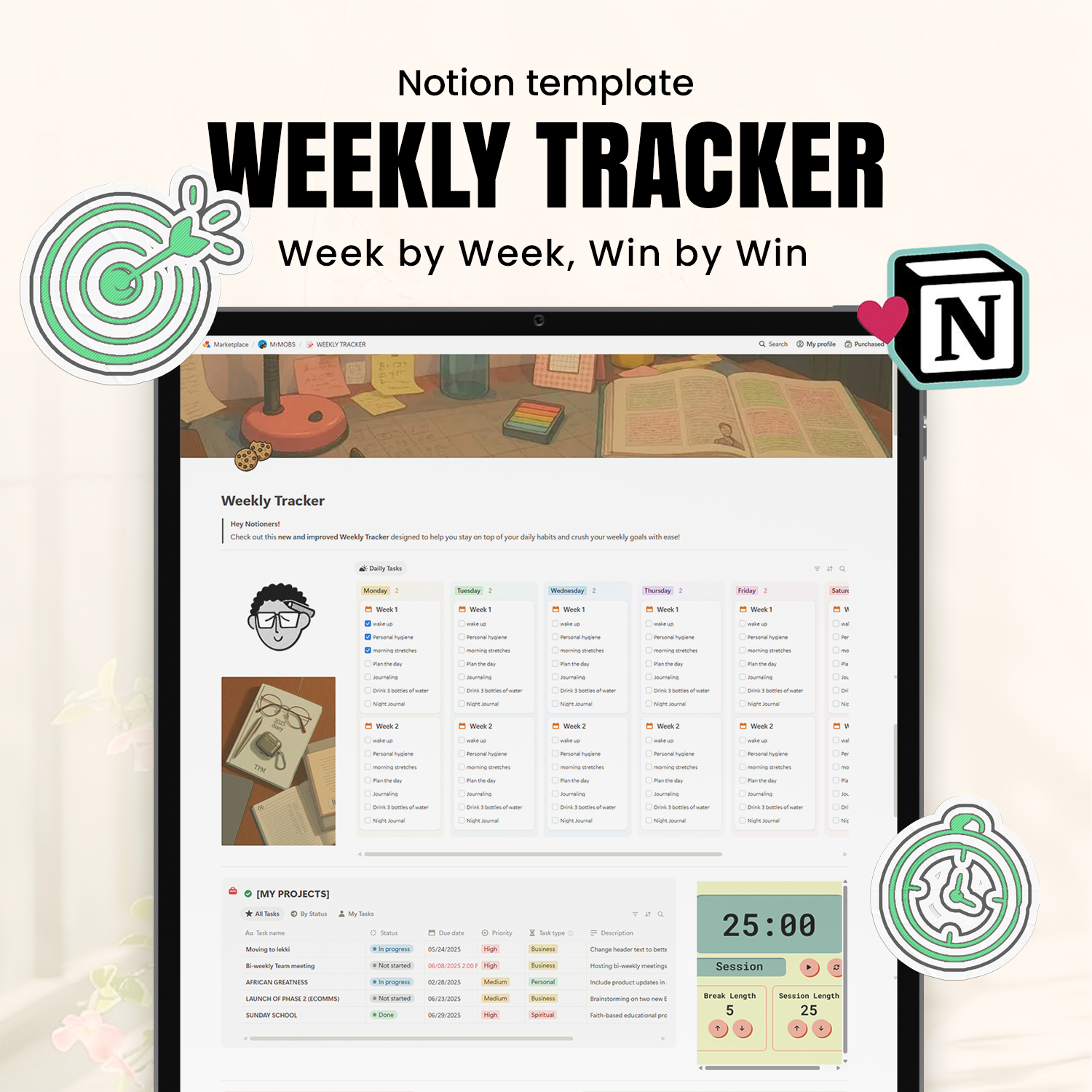 Notion Weekly Tracker template - Notion Circles