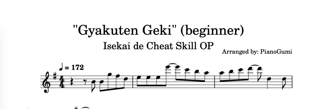 Isekai de Cheat Skill OP - "Gyakuten Geki" - BEGINNER Piano Sheet Music