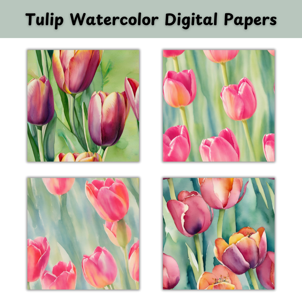 Free Tulip Watercolor Digital Papers