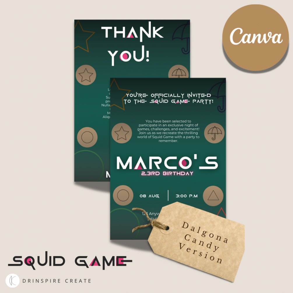 Squid Game-Inspired Party Template - Dalgona Candy Version