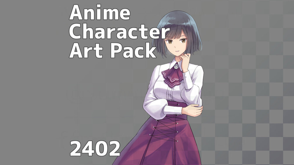 Anime Character Art Pack: 2402 - 6 Expressions | Image: Woman, student ...