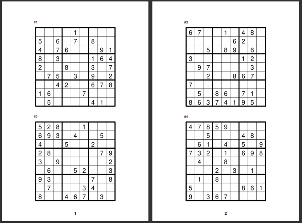 300 Medium-Level Printable Sudoku