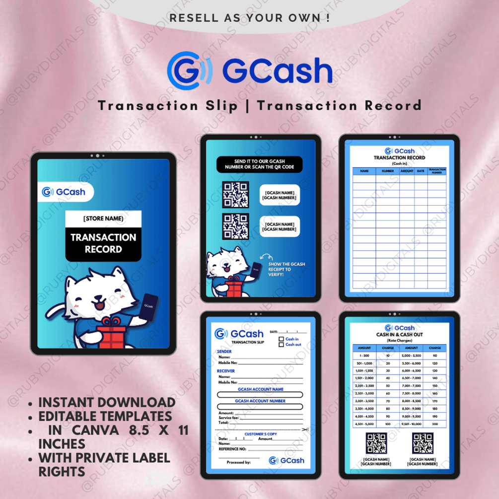 Gcash and Paymaya slip and transaction record editable