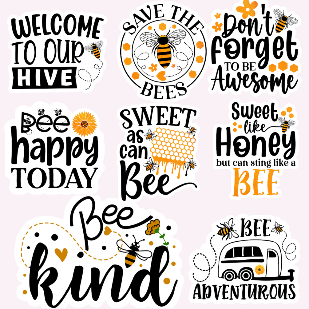 Cute Bee Printable Stickers Bundle