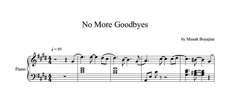 No More Goodbyes - Music Sheet