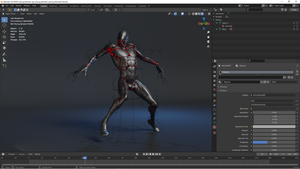 Silver Cyborg - Blender Rig