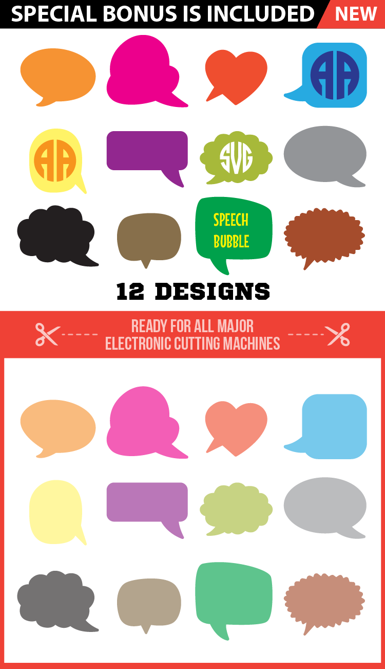 Speech Bubbles Svg Cut Files | 12 Designs + Special GIFTS