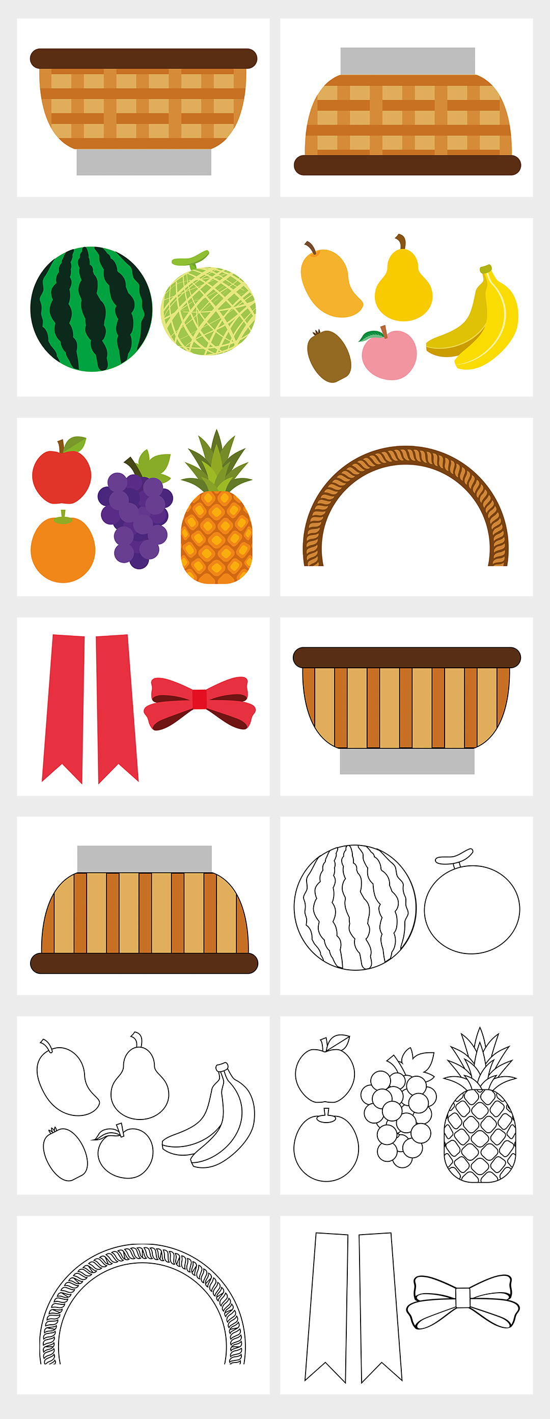 Fruit Basket Preschool, Kids Crafts - Printable PDF