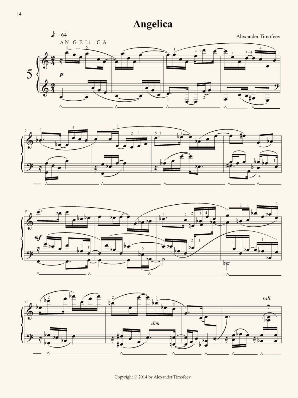 Angelica (2014) for Piano - PDF