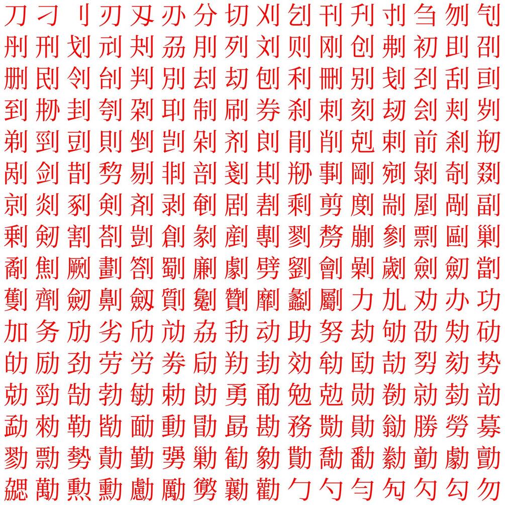 Unicode CJK 5200-52ff, 256 letters, BLEND file for 3d
