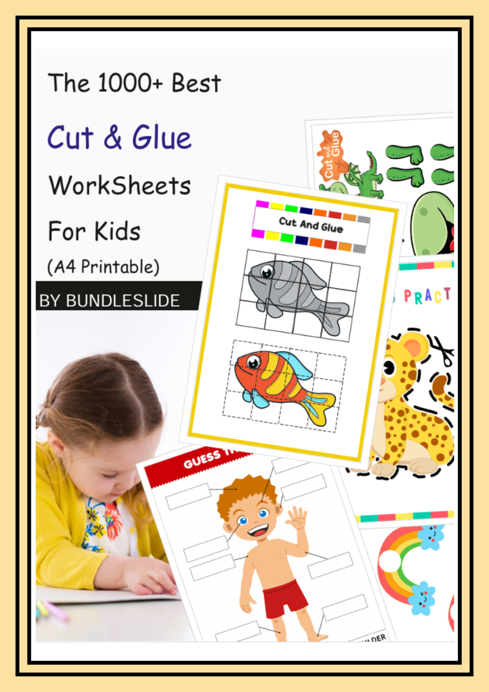 1000+ Kids Cut & Glue Worksheets A4 Size Printable