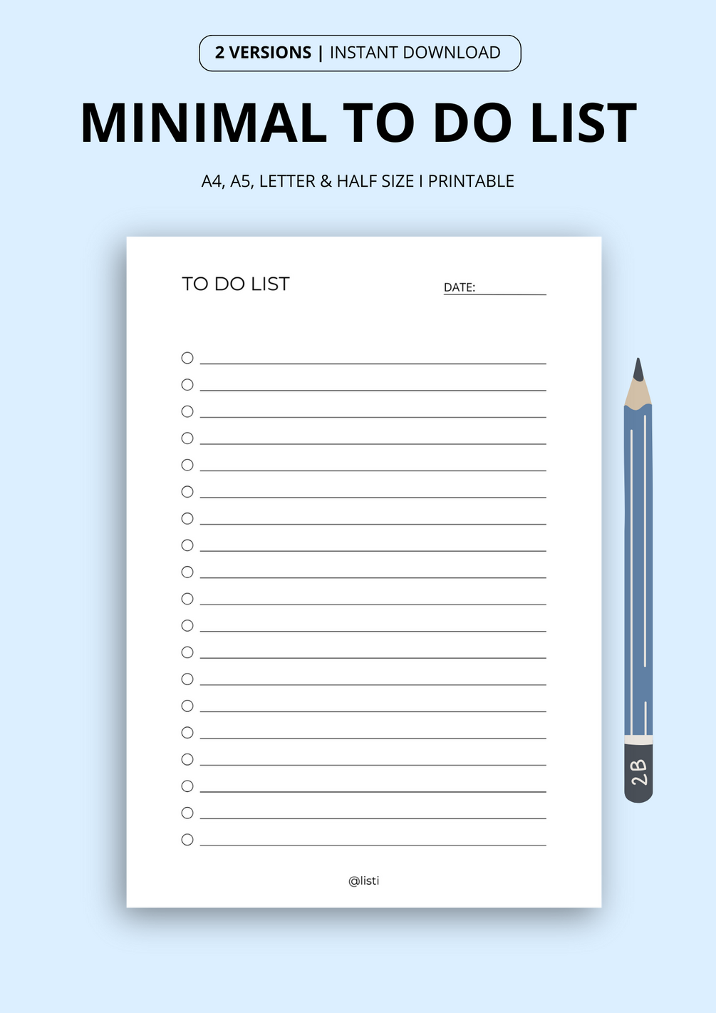 Minimal To Do List Printable